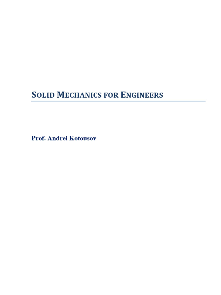 Solid Mechanics Notes 2024 | PDF | Stress (Mechanics) | Euclidean Vector