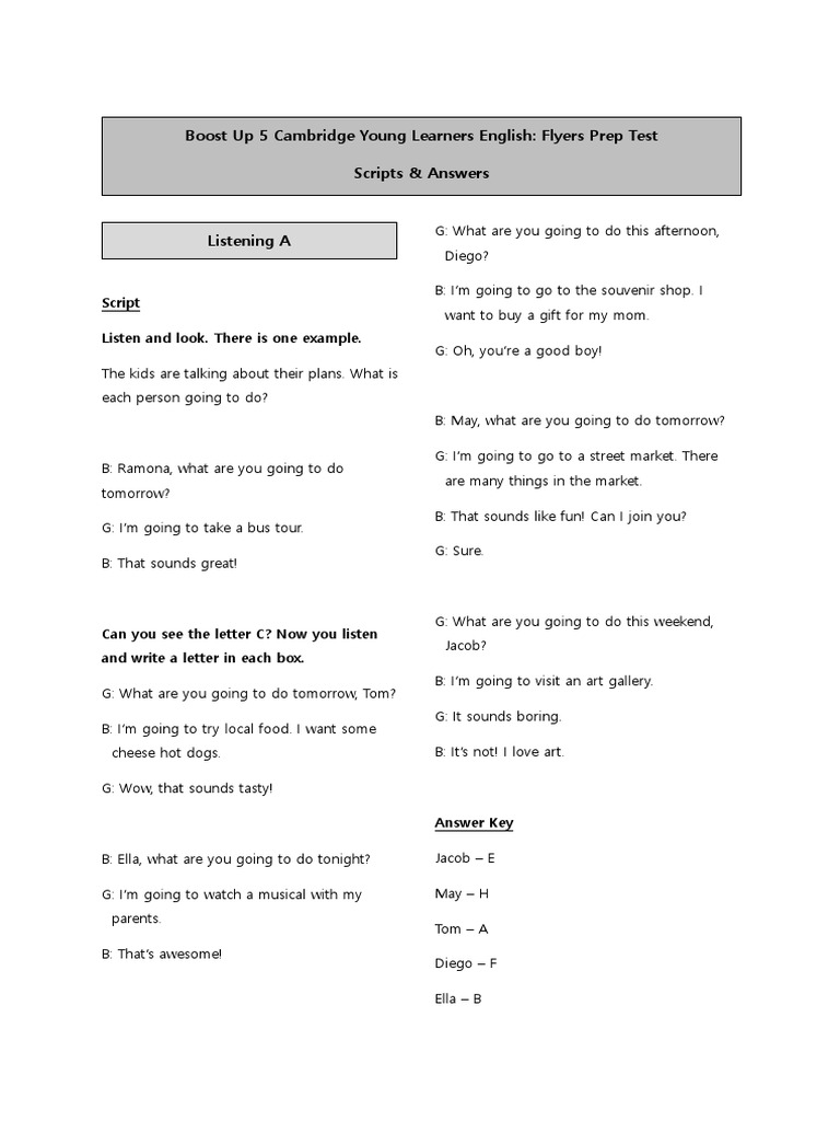 BoostUpSB5_YLE_Scripts & Answer Key | PDF