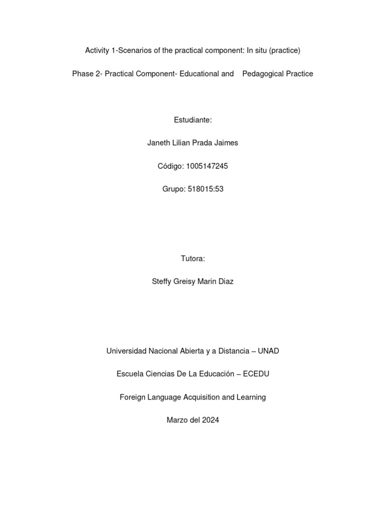 Phase 2 - Practical Component - Educational and Pedagogical Practice | Download Free PDF ...