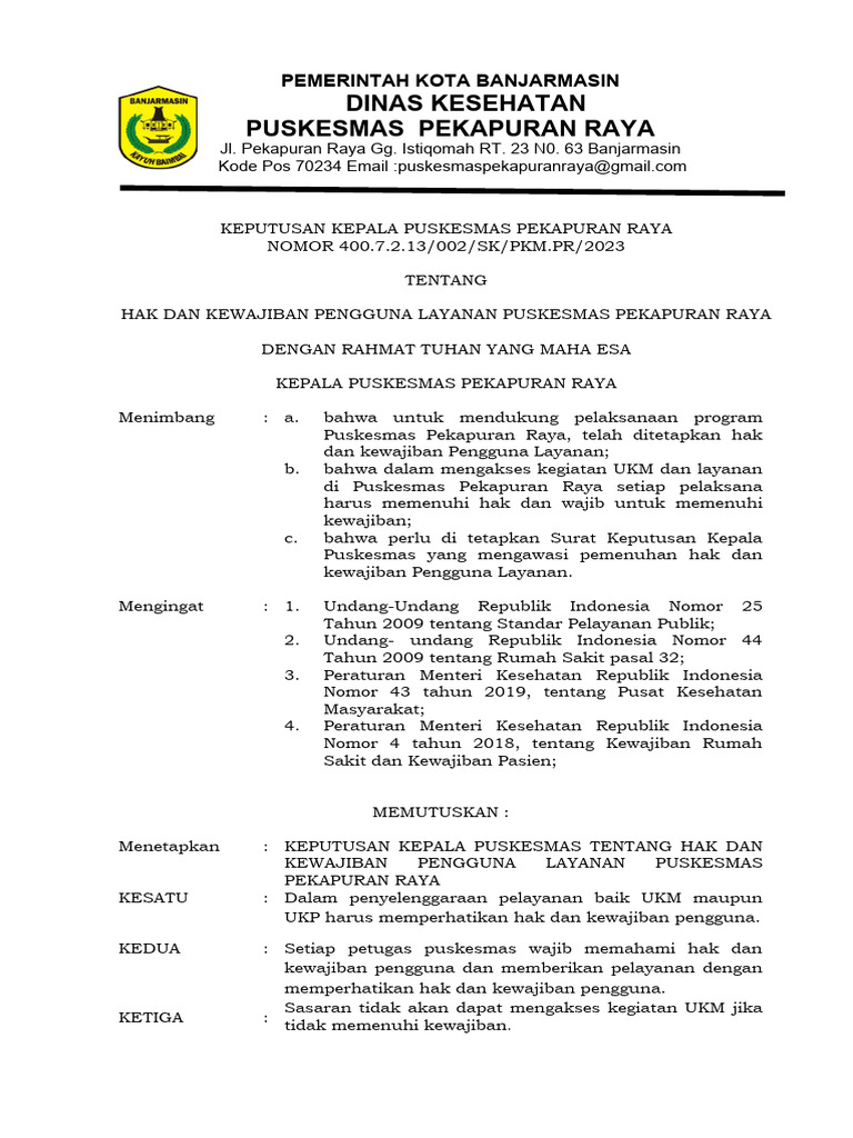 1.1.2.1. SK Hak Dan Kewajiban Pelanggan | PDF