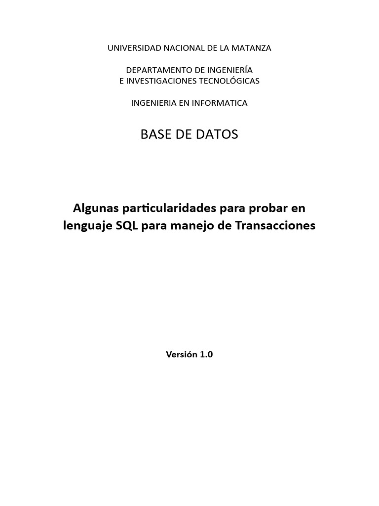 Prácticas de Transacciones en SQL | PDF | Servidor SQL de Microsoft | SQL