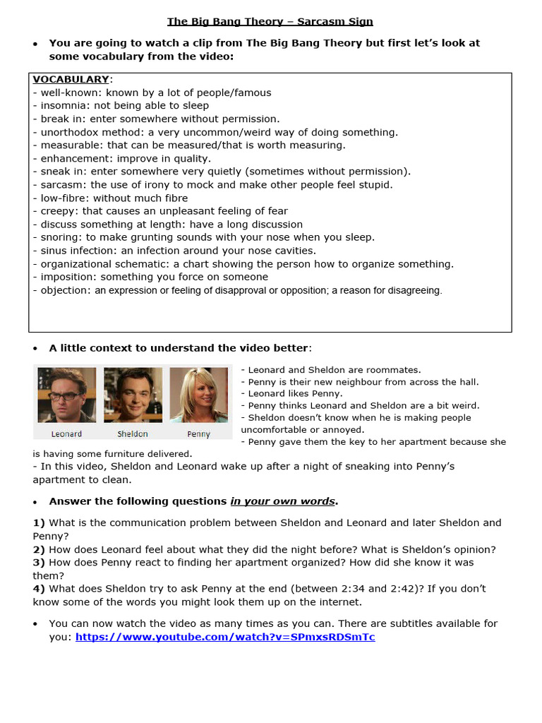 Sarcasm Sign The Big Bang Theory Pdf