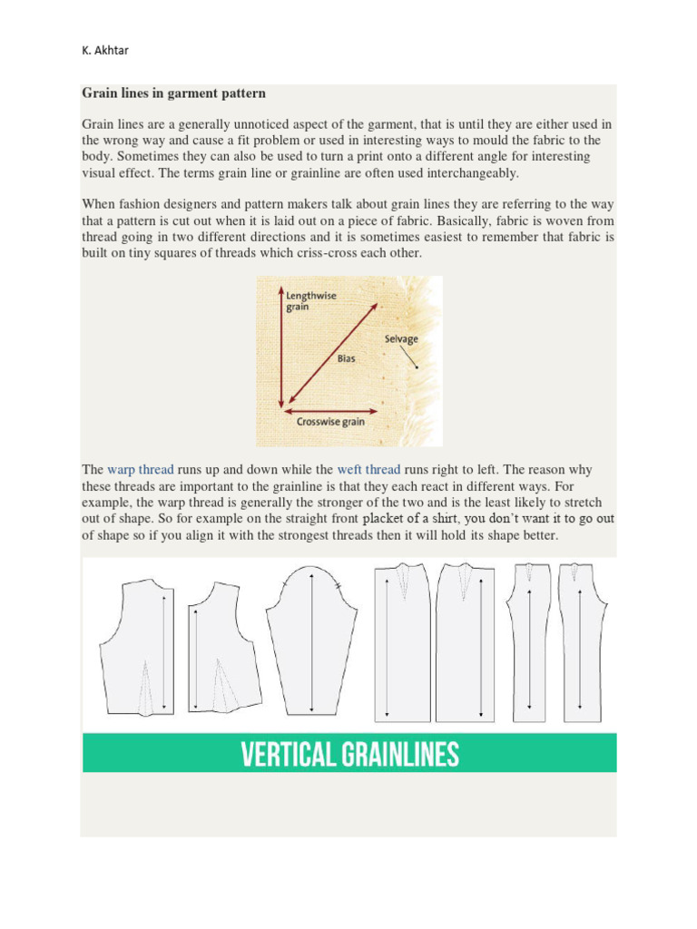 Grain Lines in Garment Pattern | Download Free PDF | Weaving | Fashion