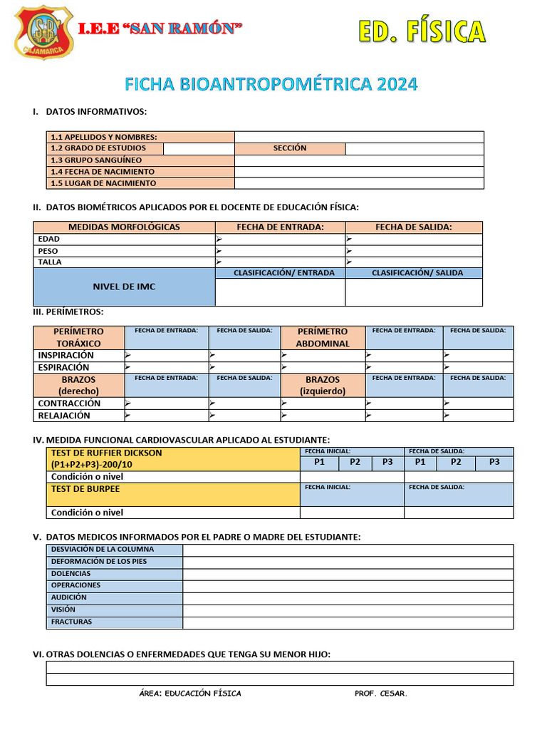 Ficha Antropometrica - SAN RAMÓN | PDF | Vigilancia | Gobierno y personalidad