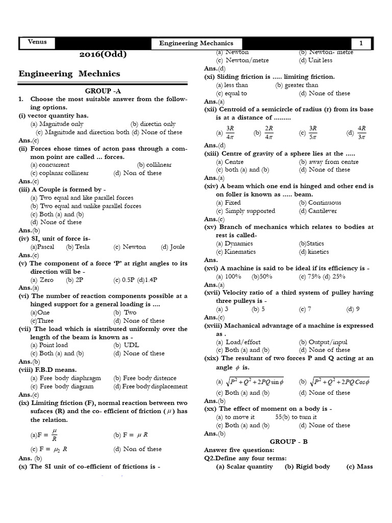 Engineering Mechanics | PDF | Force | Friction