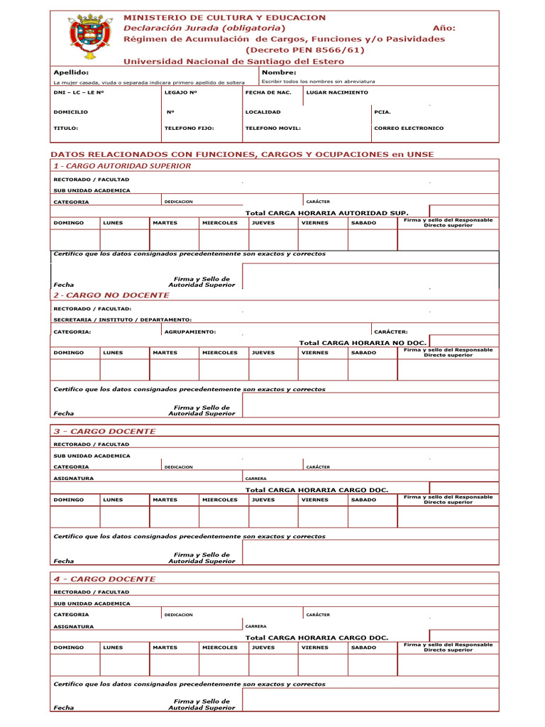 formulario de ddjj | PDF | Maestros