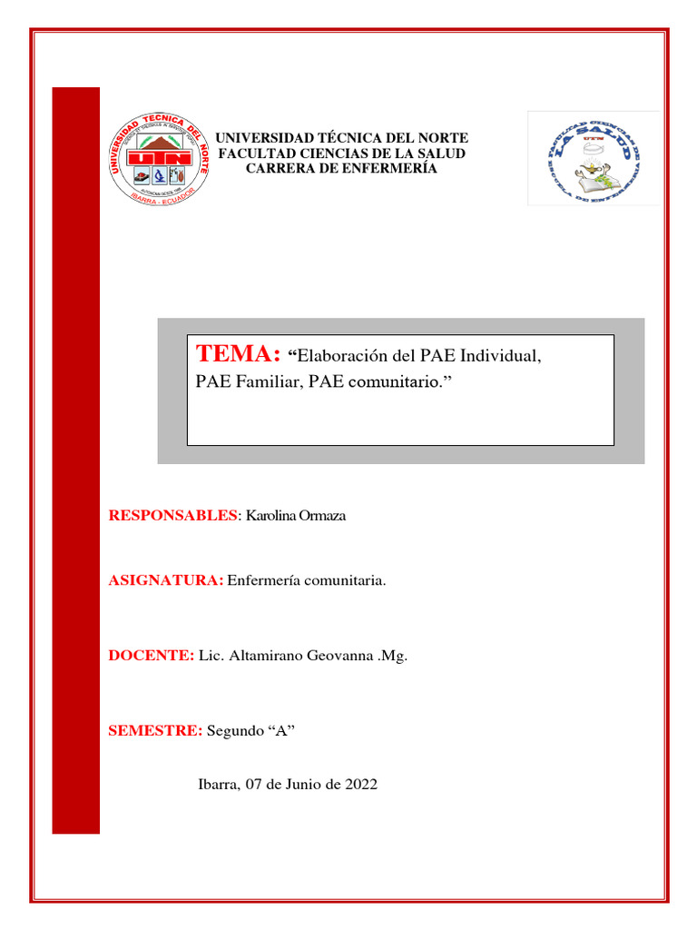 Tema:: PAE Familiar, PAE Comunitario." | PDF | Hipertensión | Enfermería