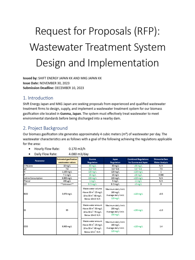 RFP Gasification Wastewater 2023 12 01 - en v0 | PDF | Sewage Treatment ...