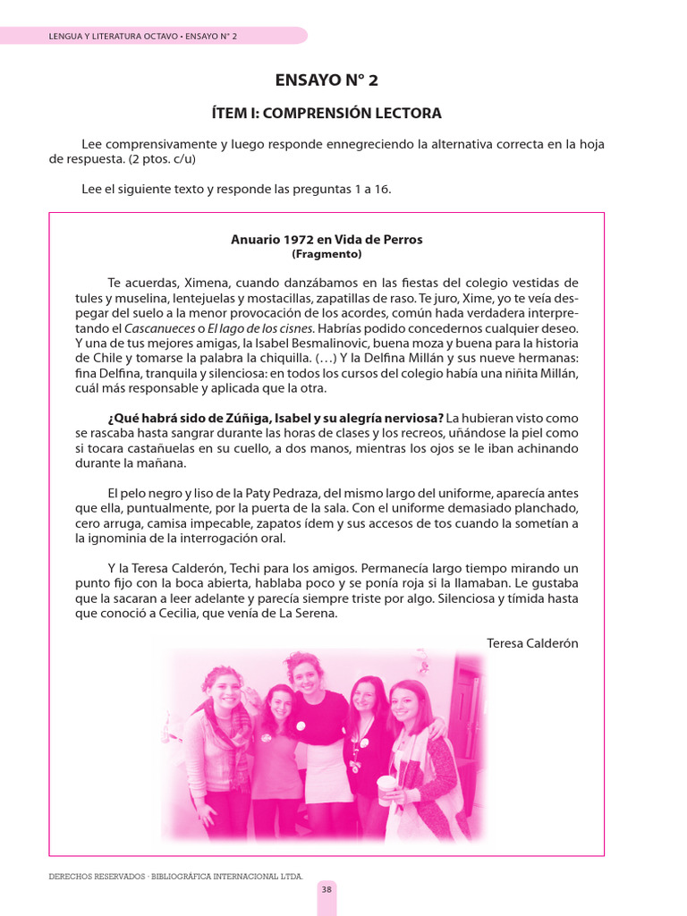 Ensayo de Comprensión Lectora 8° Básico | PDF | Adverbio | Sustantivo