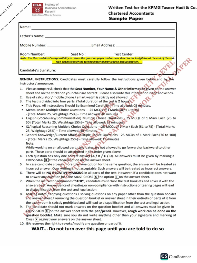 Kpmg Sample Test and Solution | PDF