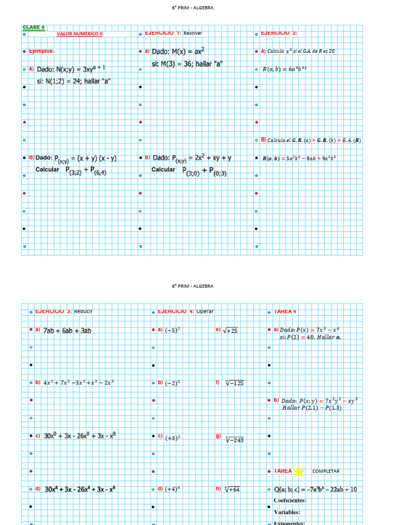 6° - Clase 4 - Algebra | PDF