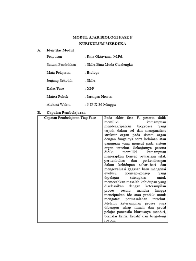 Modul Ajar Biologi Fase F | PDF | Sains & Matematika