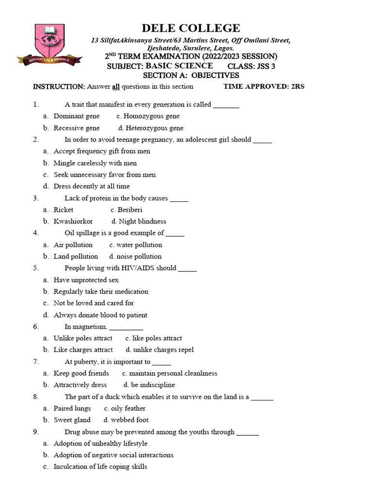 basic-science-dele-jss3 | PDF | Foods | Cellular Respiration