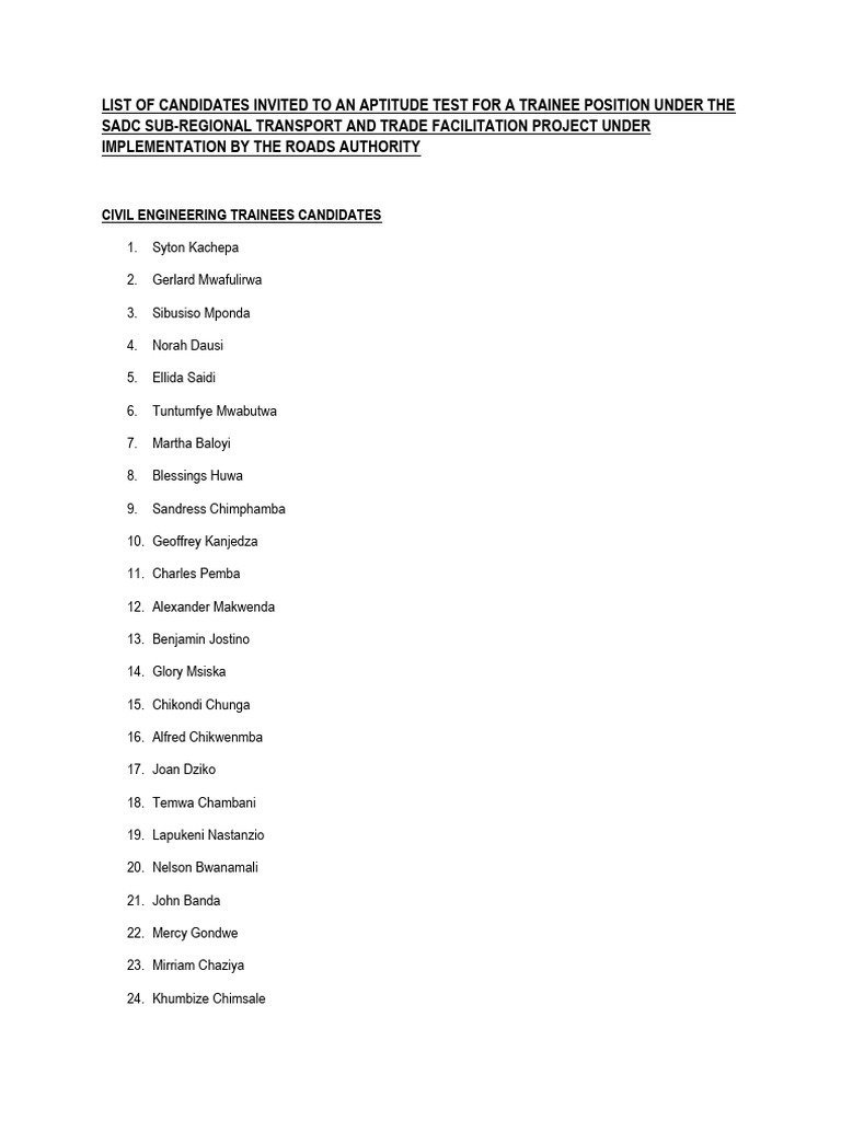 Aptitude Test List | PDF