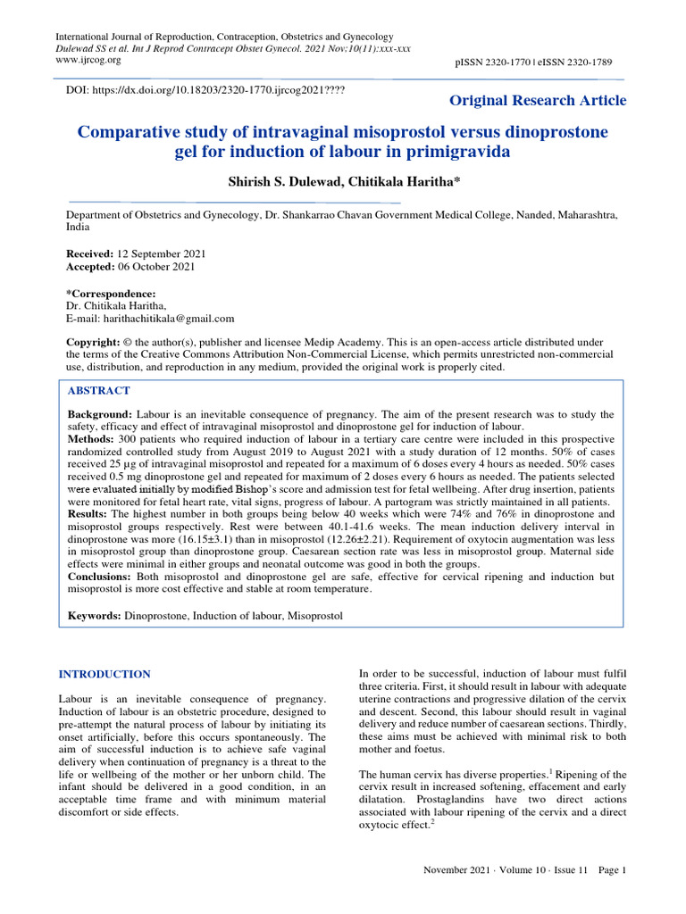 IJRCOG-10870 ORA | PDF | Childbirth | Human Reproduction