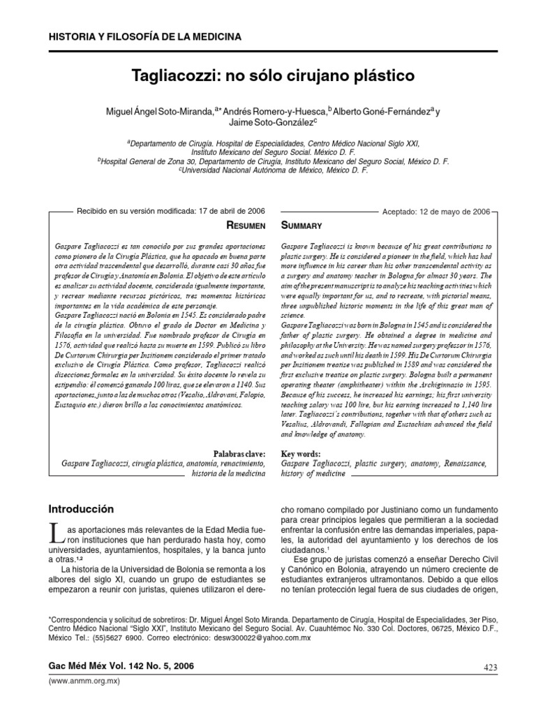 Tagliacozzi Cirujano Plastico | PDF | Cirugía