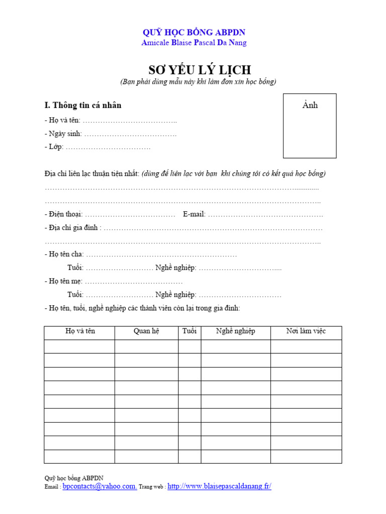 Mau So Yeu Ly Lich 2024 | PDF