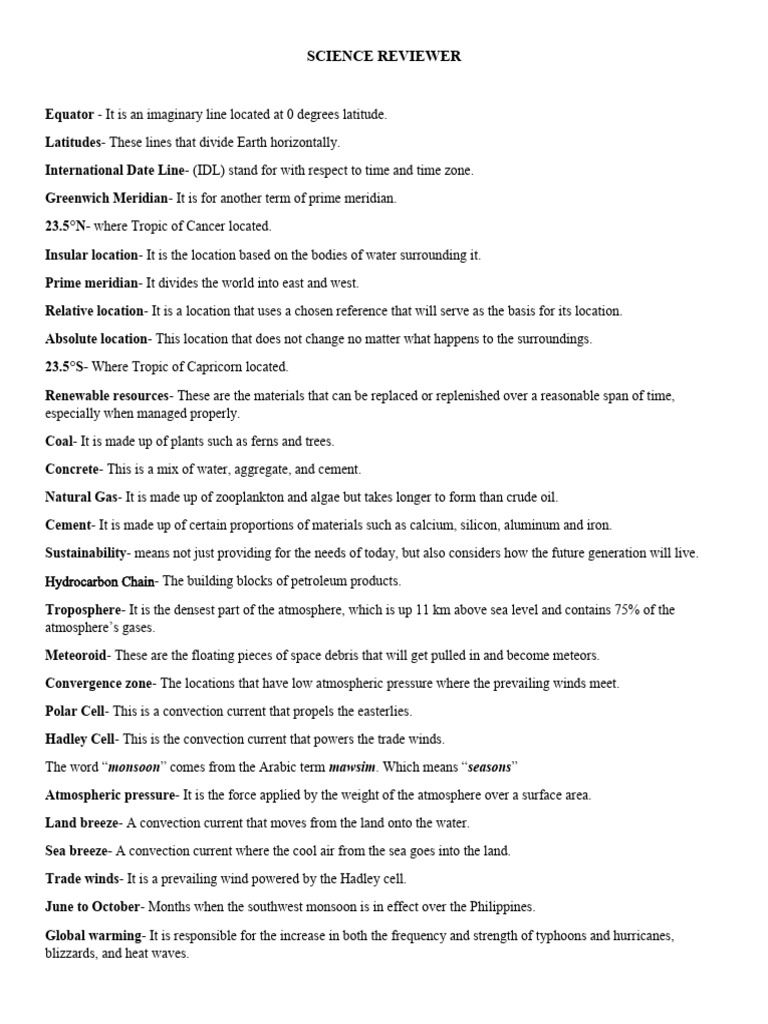 Science Reviewer 4th Quarter | PDF | Atmosphere Of Earth | Earth