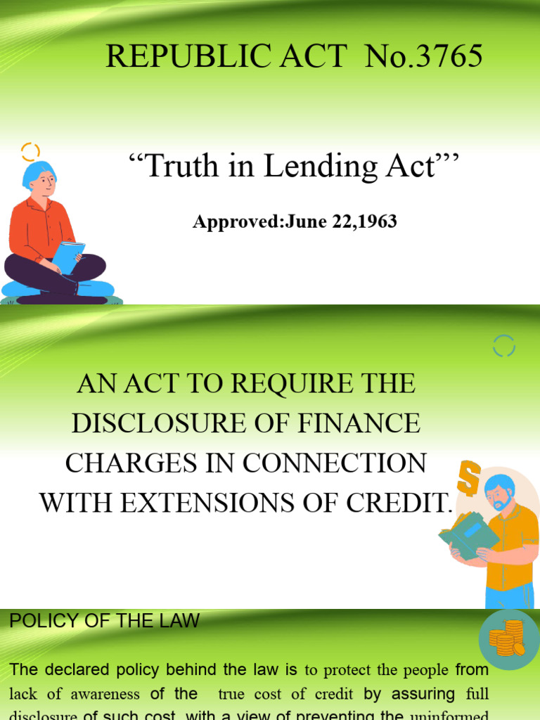 Republic Act No.3765 1 | PDF | Finance & Money Management | Credit
