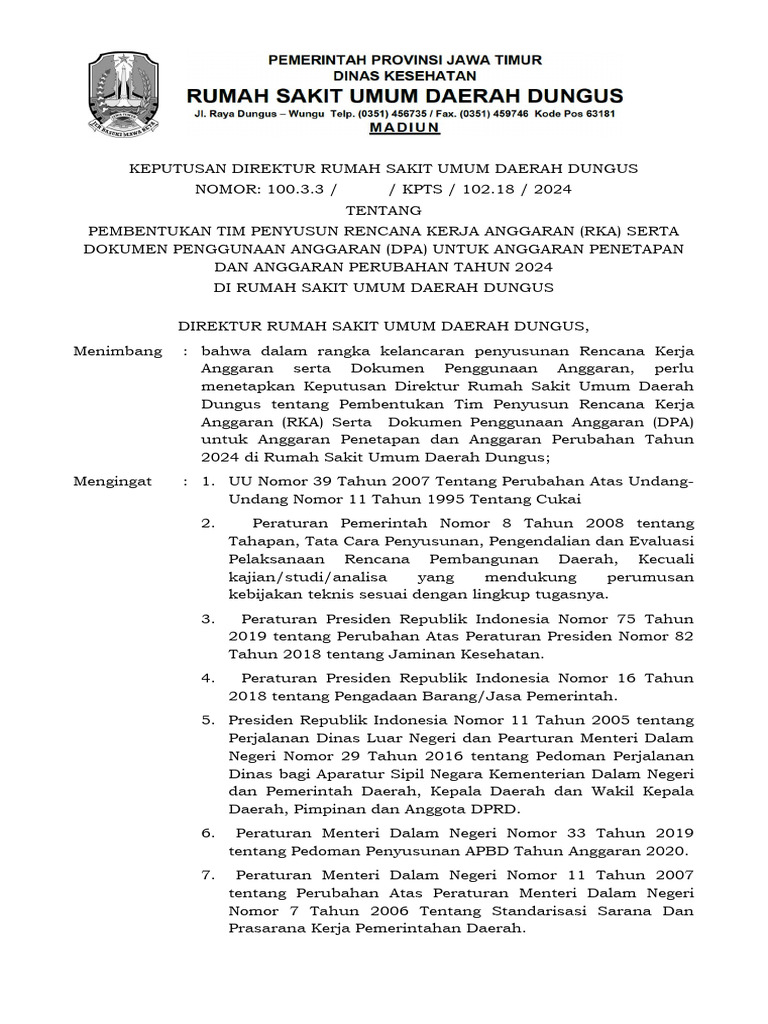 Draft SK Rka Dpa 2024 | PDF | Bisnis | Sains & Matematika