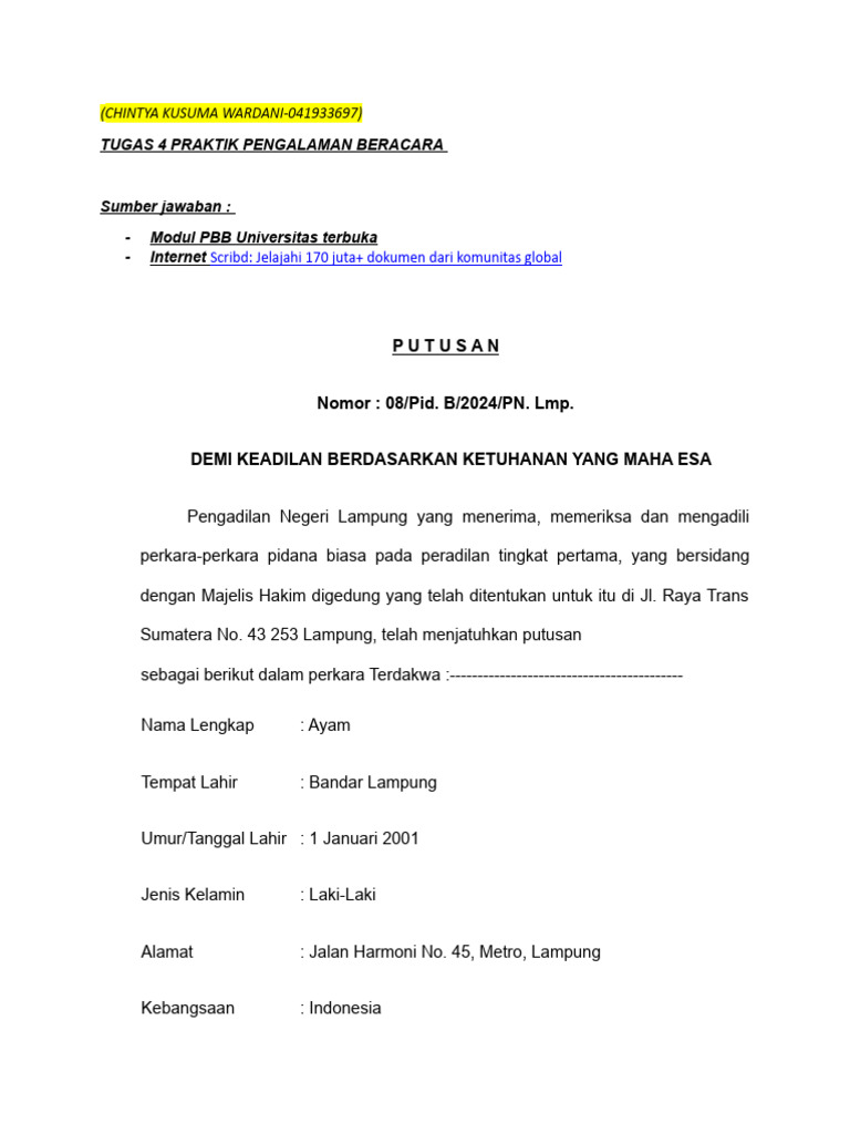 Tugas 4 PBB - Cyntia | PDF