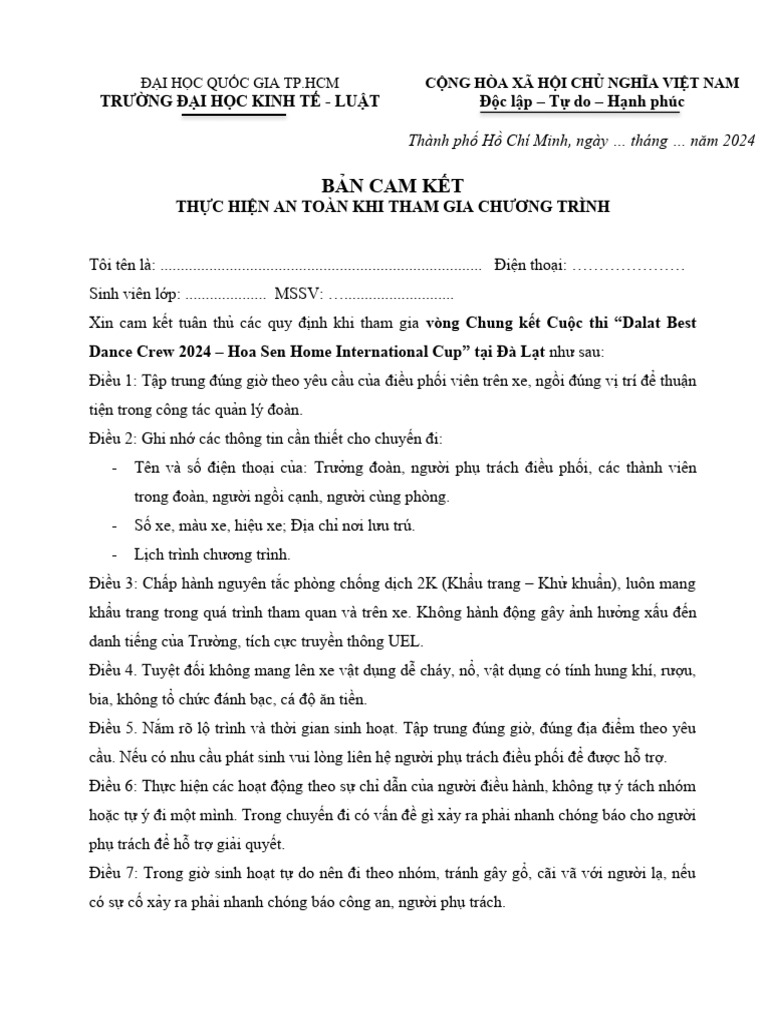 8.ban Cam Ket Quy Dinh | PDF