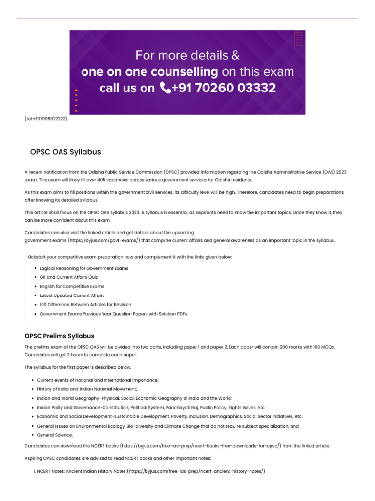 OPSC OAS Syllabus 2023 - BYJU'S | PDF | Essays | Science