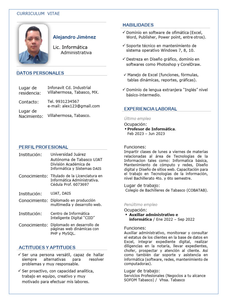 CV Alex Curriculum | PDF | Soporte técnico | Informática