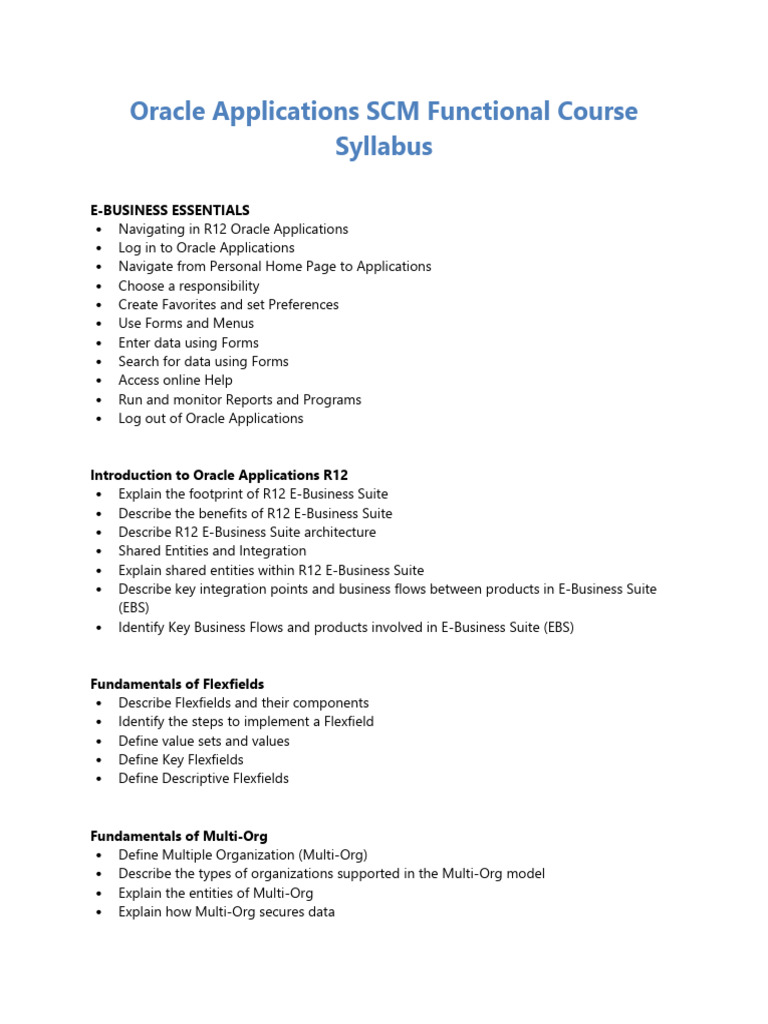 Oracle Apps SCM Syllbus | PDF | Electronic Business | Procurement