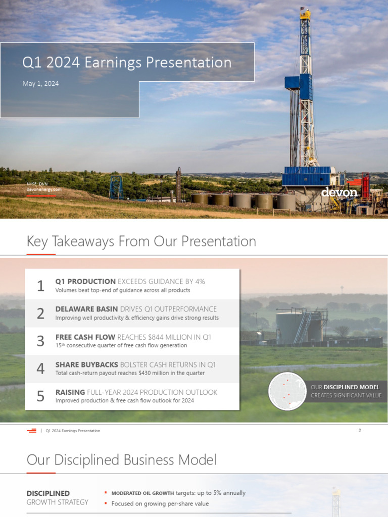 Devon Energy Q1 2024 Earnings Overview | PDF | Share Repurchase | Form 10 K