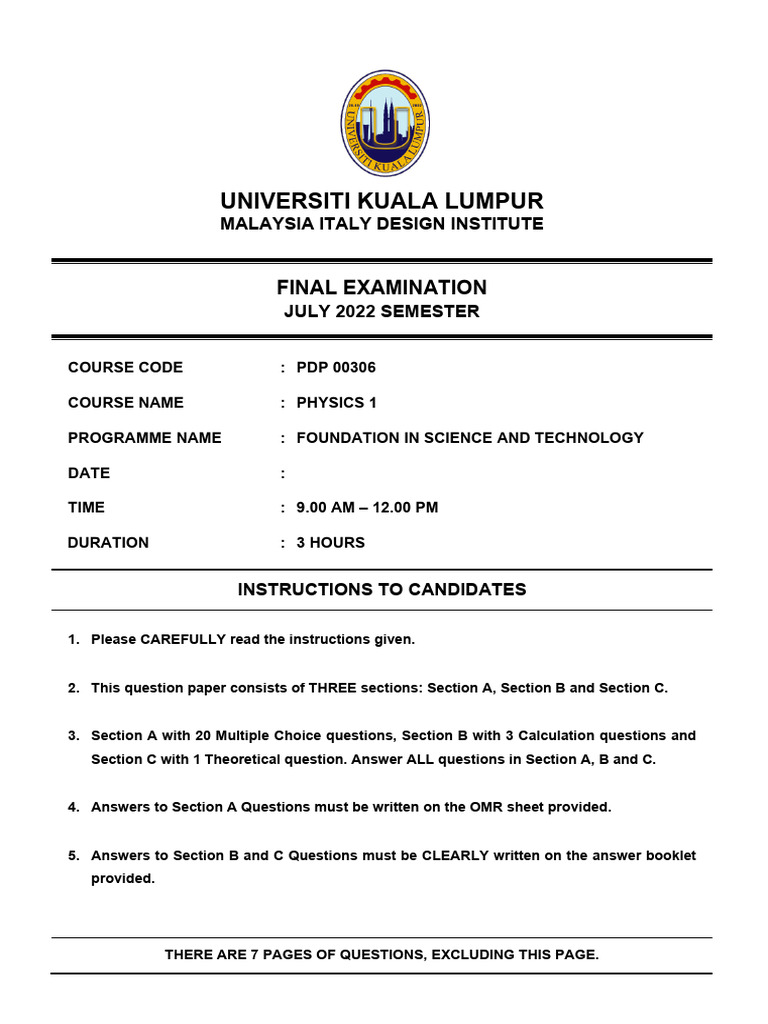 Past Exam Paper | PDF | Force | Buoyancy