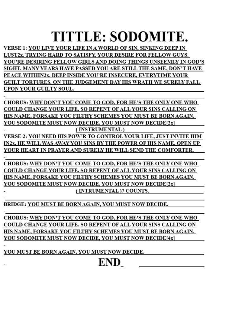 Sodomite: Call to Repentance | PDF | Self-Improvement
