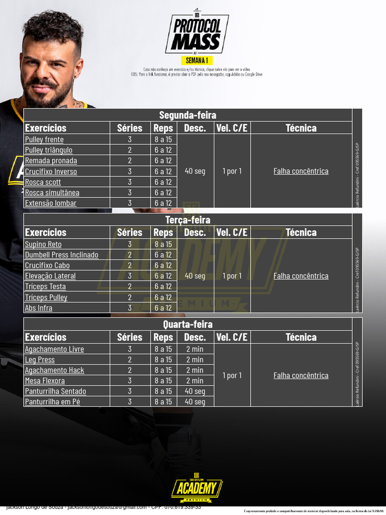 Treino Semanal de Laércio Refundini | PDF | Musculação | Treinamento de ...