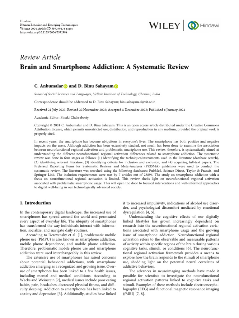 Brain and Smartphone Addiction | PDF | Dorsolateral Prefrontal Cortex ...