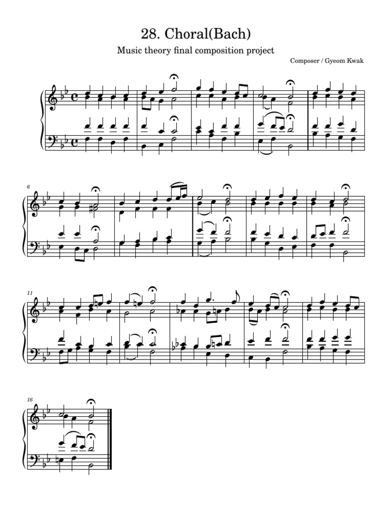 Final Composition Project (Bach Choral) - Score - and - Parts | PDF | Cantatas | Public Domain Music