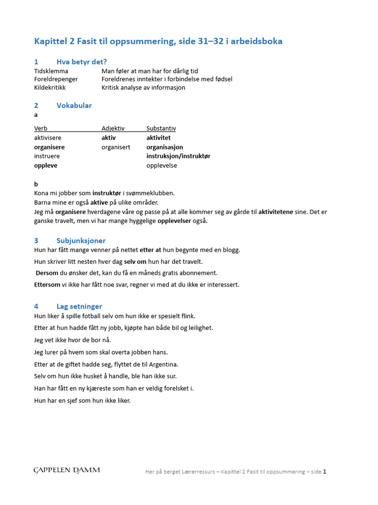 Kapittel 2 Fasit Til Oppsummering | PDF