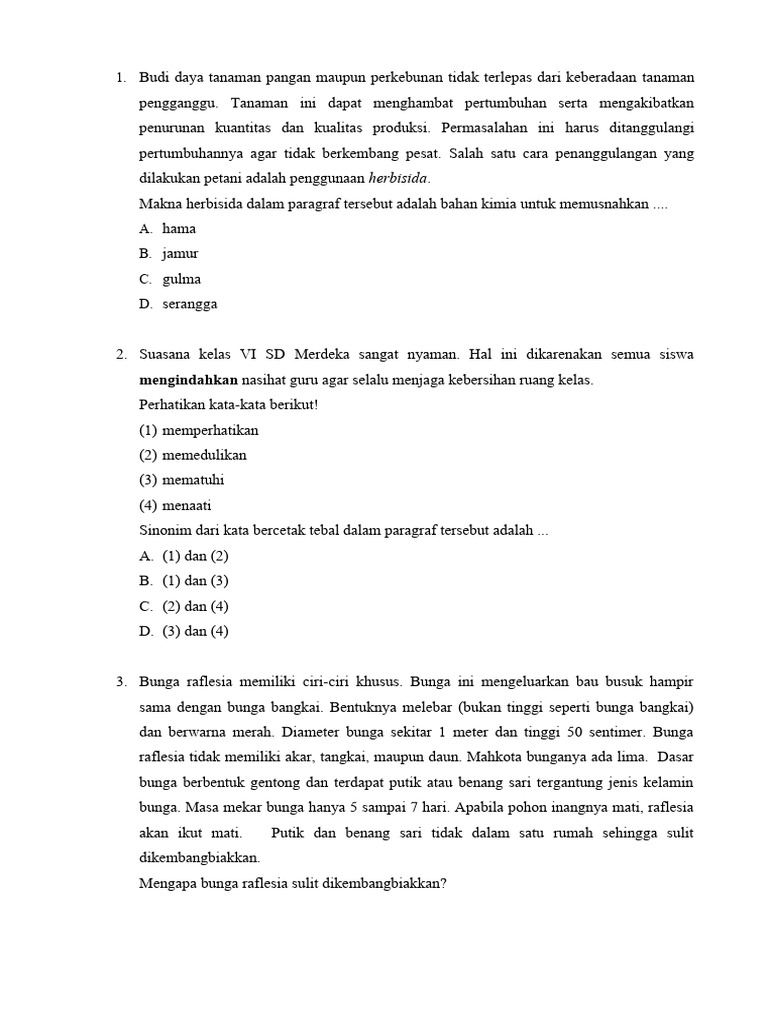 Soal To Literasi Baca Tulis | PDF