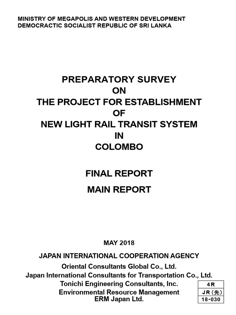 Preparatory Survey ON The Project For Establishment OF New Light Rail ...