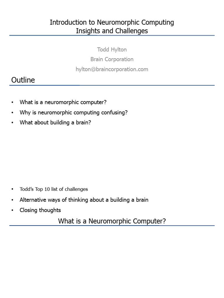 Neuromorphic Computing | PDF | Brain | Algorithms