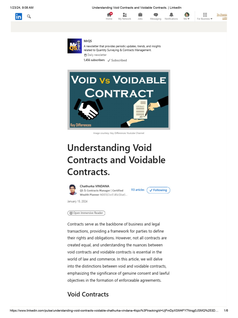 Understanding Void Contracts and Voidable Contracts. - LinkedIn | PDF | Void (Law ...