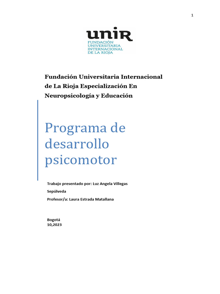 Actividad 2 - Programa de Desarrollo Psicomotor | PDF | Aprendizaje | Evaluación