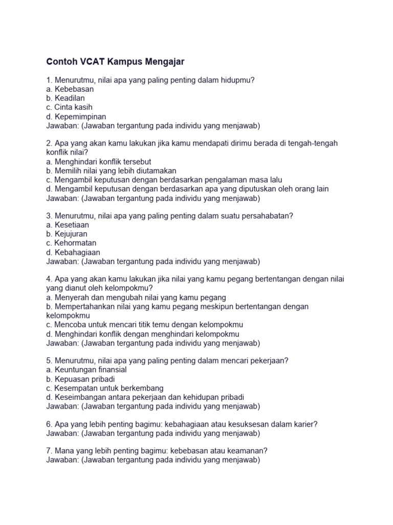 Contoh VCAT Kampus Mengajar | PDF