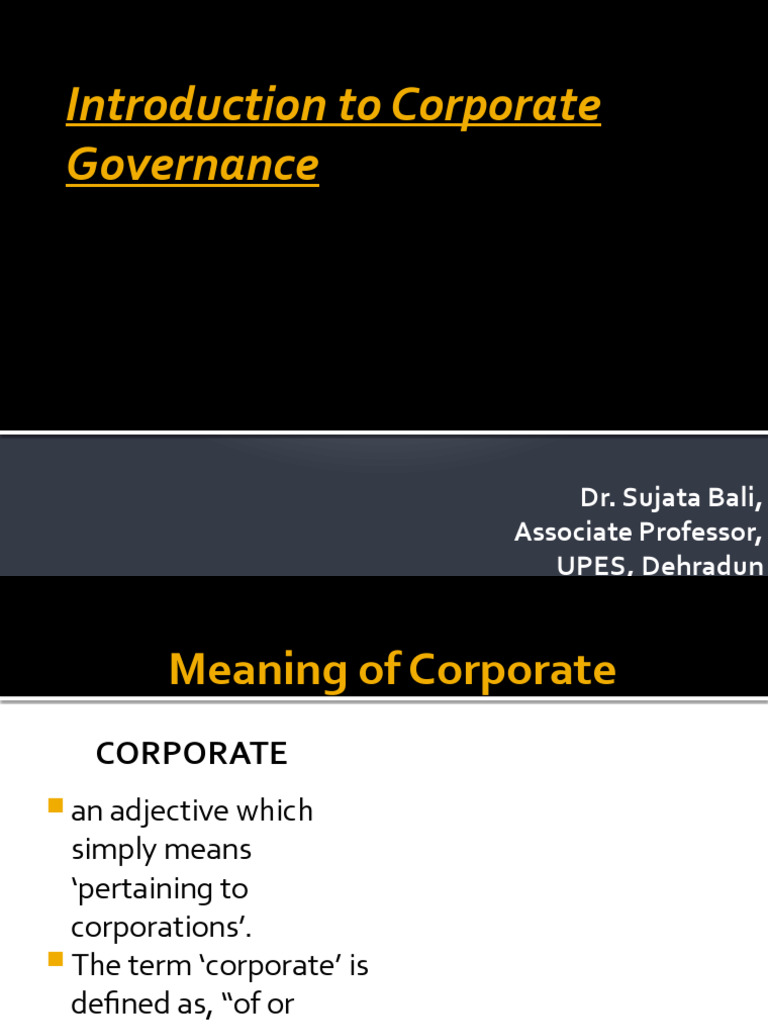 2. Introduction to Corporate Governance | PDF | Corporate Governance ...