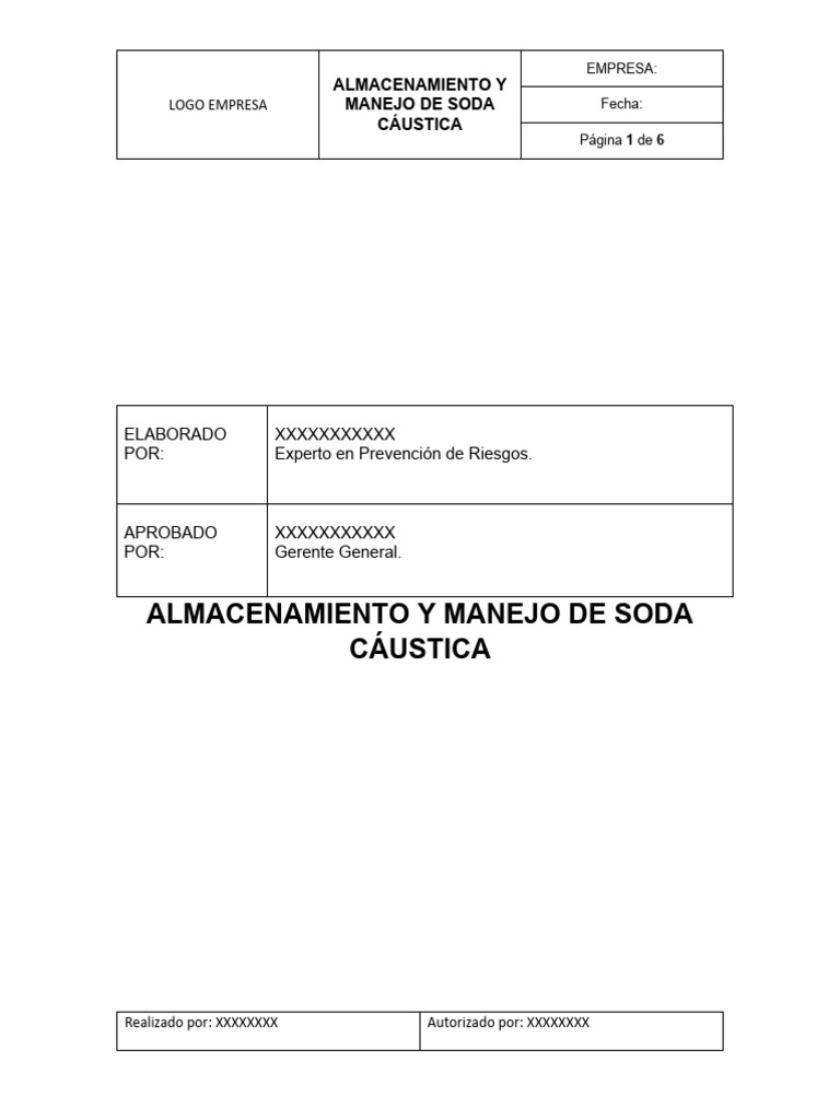 Manejo Seguro de Soda Cáustica | PDF | Hidrógeno | Agua
