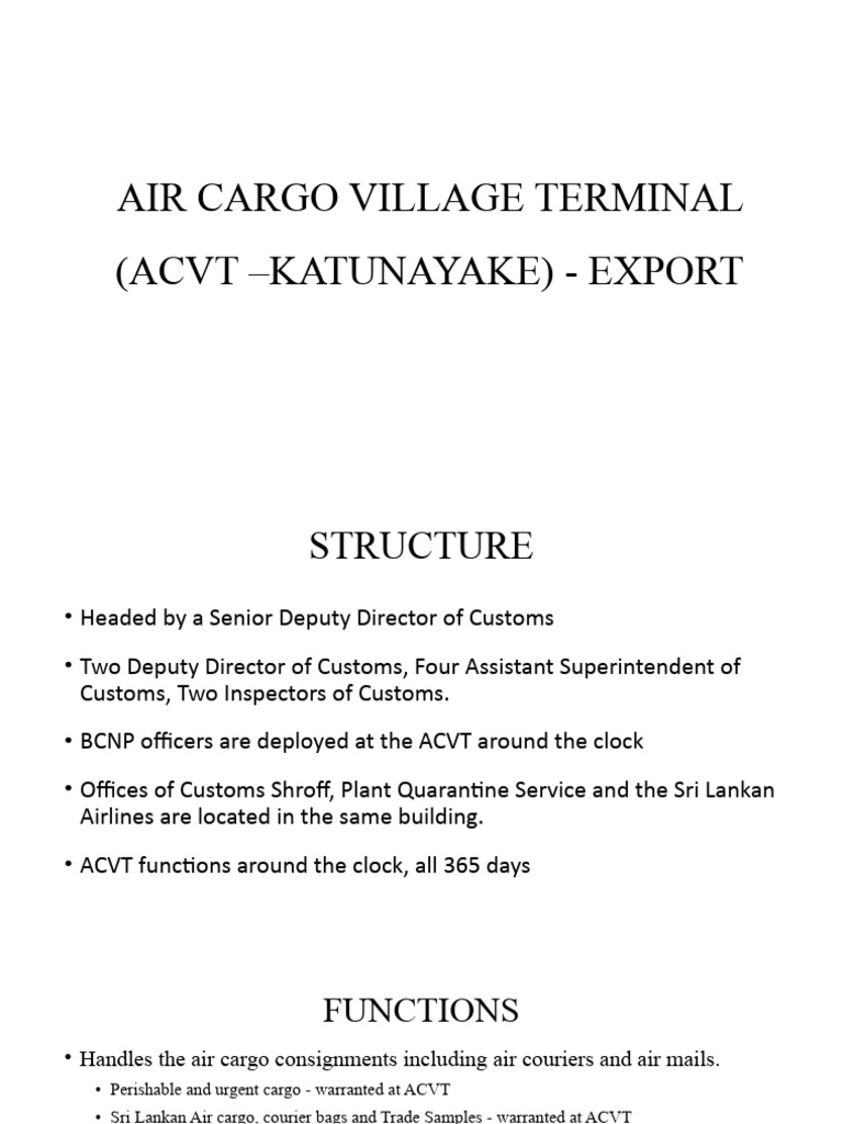 Air Cargo Village Operations Overview | PDF
