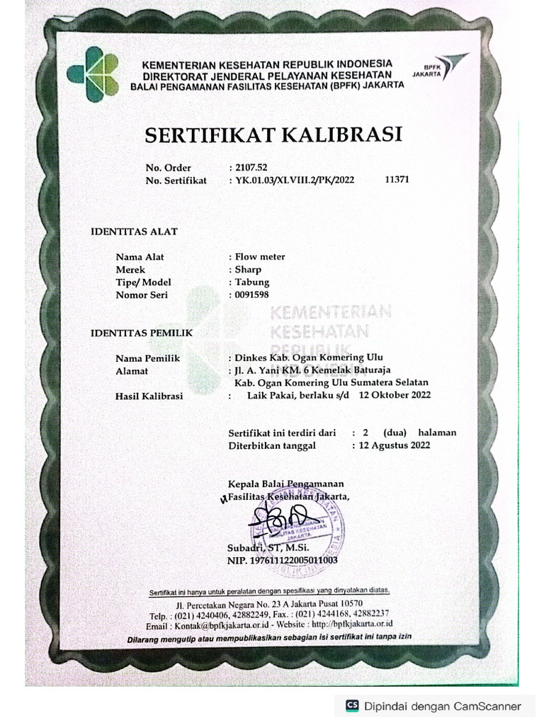 Sertifikat Kalibrasi | PDF