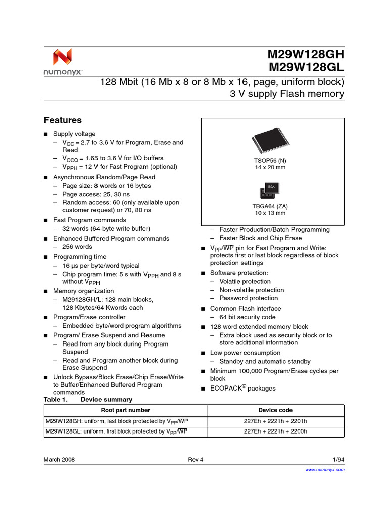 M29W128GH | PDF | Flash Memory | Input/Output