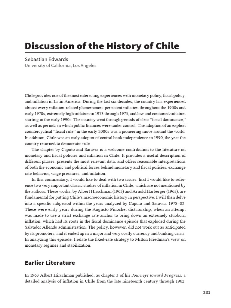 Edwards, Sebastian. Discussion of The History of Chile | PDF ...