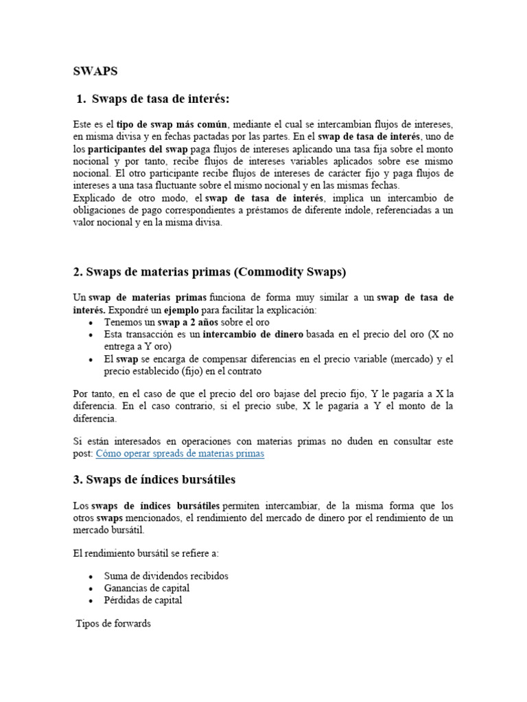 Swaps | PDF | Opción (Finanzas) | Swap (Finanzas)
