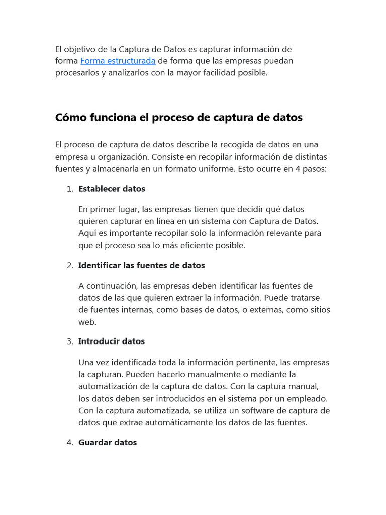 El Objetivo de La Captura de Datos Es Capturar Información de Forma ...